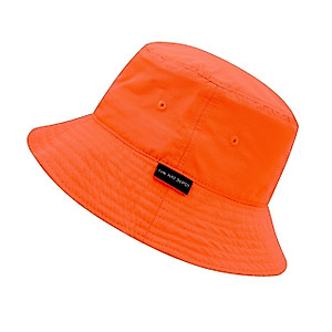The Hat Depot Denim Cotton & Lightweight, Quick dry Packable Bucket Sun Hat (L/XL, 2. Light - Neon Orange)