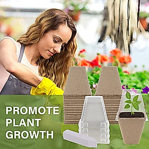 winemana 36 Set Plant Nursery Pots with Humidity Dome, Seed Starter Pots Biodegradable Peat Pots, Seedlings Planting Pots with Plant Labels for Indoor Outdoor Garden (Square)