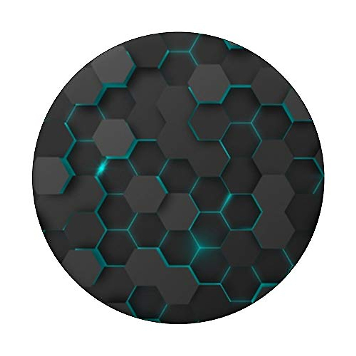 Cool Techno Teal Black Honeycomb Hexagons Abstract PopSockets PopGrip: Swappable Grip for Phones & Tablets