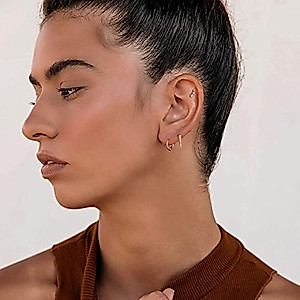 MYEARS Women Bali Hoop Earrings Gold Huggie Raibow Diamond Cubic Zirconia 14K Gold Filled Small Simple Handmade Hypoallergenic Everyday Jewelry