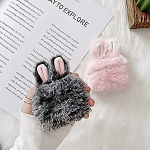 Cute Plush Rabbit Ears Airpods 3 Case 2021, Fluffy Soft Shockproof Anti-Fall Protective Case Cover for AirPods 3rd Generation (Grey)