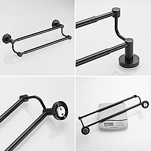 BESy Adjustable 16.5-28.5 Inches Double Bath Towel Bar for Bathroom SUS304 Stainless Steel Towel Holder, Hotel Style Wall Mount with Screws Hand Towel Bar，Towel Rack Rod Hanger, Matte Black Finish