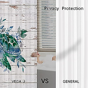 VEGA U Sea Turtle Shower Curtain for Bathroom, Beach Themed Bath Decor with Hooks, 72x72 Inch