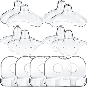 8 Pieces Nipple Cover for Nursing Newborn, Contact Nipple Protector 24 mm 15 mm Nipple Everters with Clear Carrying Case Silicone Nipple Extender for Breastfeeding, Flat or Inverted Nipples