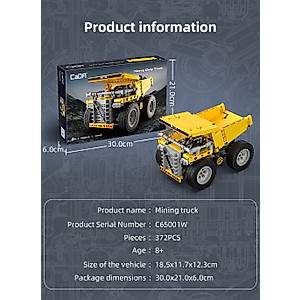 CaDA Construction Vehicle Building Toys - 372Pcs Mining Truck Building Bricks Kit for Age 8-12 Boys Kids Birthday Gifts, STEM Engineering Car Building Blocks Set Model