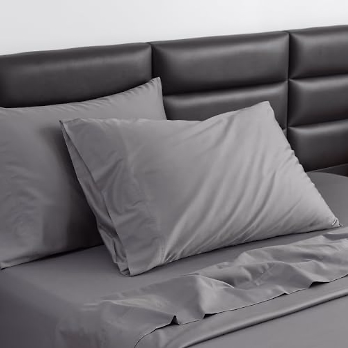 Cosybay Gray terylen Twin Size Sheet Set - terylen Weave 4 Piece 600 Thread Count Bedding Set with Cooling Effect, Extra Soft