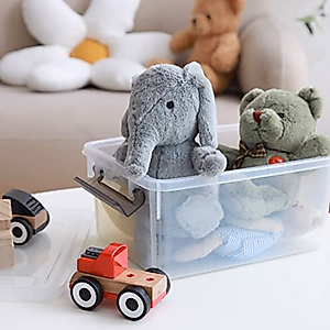 Citylife 4 Packs 7.4 QT Plastic Storage Bins with Lids Stackable Storage Containers for Organizing Large Multi-Purpose Shoe Box, Clear White