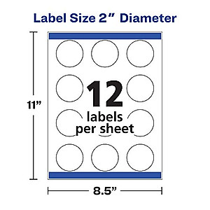 Avery Printable Round Labels with Sure Feed, 2" Diameter, Glossy Clear, 120 Customizable Labels (22825)