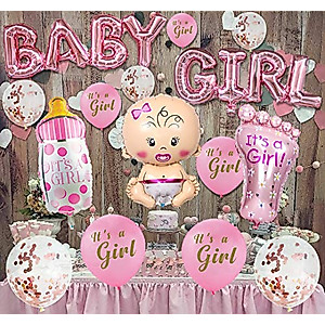 Baby Shower Decorations for Girl,Girl Baby Shower Balloons, Its a Girl Sash for Baby Shower