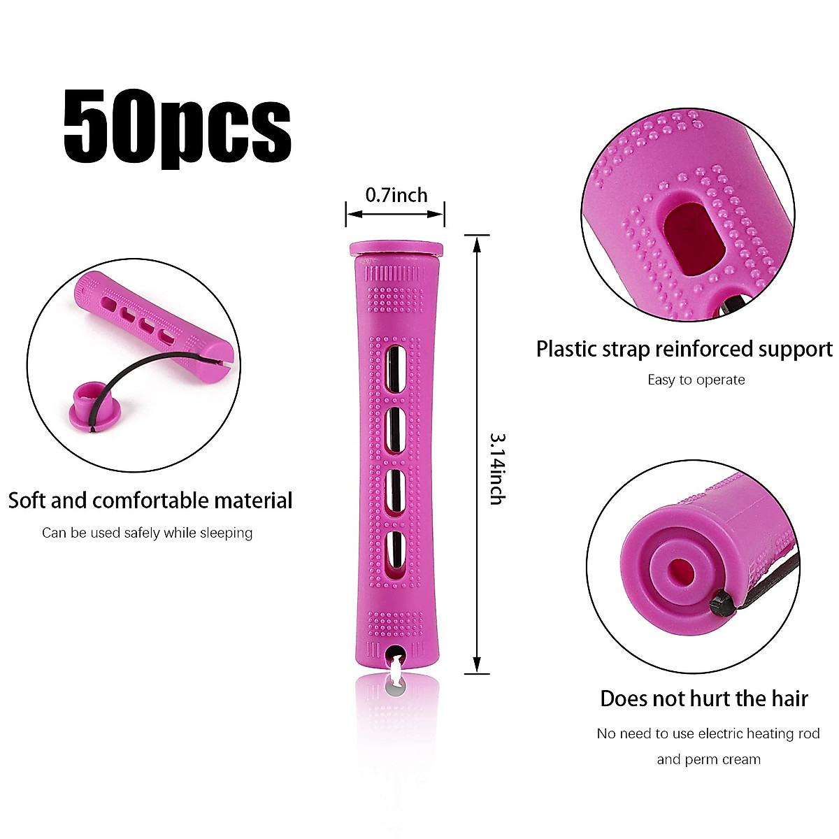 50pcs Cold Wave Rods Set - Medium Size Curlers for Natural, Long & Short Hair, DIY Perming & Curly Hair Tools
