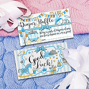 Diaper Raffle Tickets - It's A Boy - Set of 50 Double-Sided Raffle Cards - Blank Baby Shower Stationery - Fun and Colorful Baby Shower Supplies for Under $15!