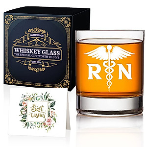 AGMDESIGN Funny Double sided Good Day Bad Day Don't Even Ask RN Registered Nurse Whiskey Glasses Gift Box , Registered Nurse Graduate Gift, Great Gift for Nurses, RN, or Nursing Graduation