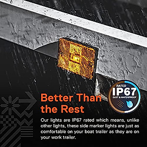 TRUE MODS 2pc 2x3 3x2 Inch Amber LED Stud-Mount Side Marker Light [DOT Certified] [IP67 Waterproof] [ Integrated Reflector] for Utility Boat Trailers Over 80" Camper RV Clearance Light