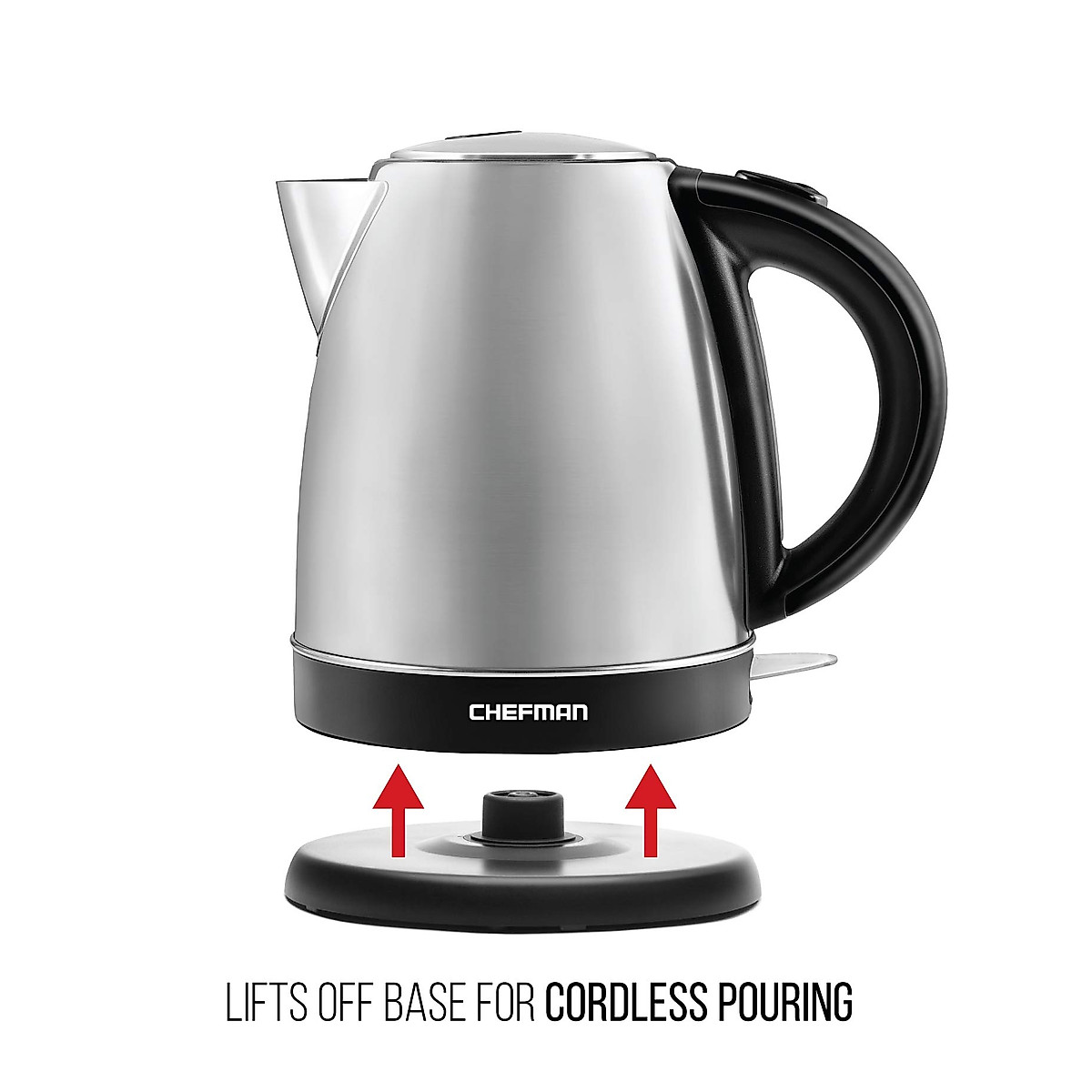 Chefman Stainless Steel Electric Kettle w/ 360° Swivel Base, Auto Shut Off & Boil Dry Protection, BPA-Free Interior and Cool-Touch Handle, 7+ Cup Capacity, 1.7 Liter, 1500W