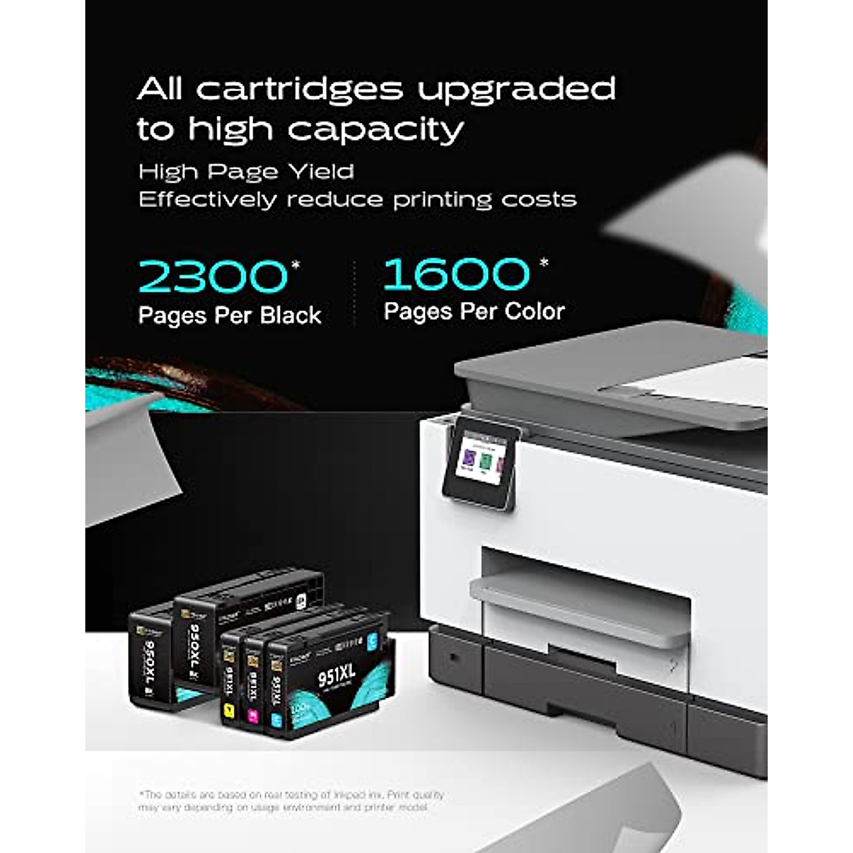 【Upgrade Chip】 950XL 951XL High-Yield Ink Cartridges 5 Combo Pack, Replacement for HP 950 951 XL Ink Cartridges, Works with OfficeJet Pro 8600 8610 8620 8625 Printer (2BK/1C/1M/1Y)