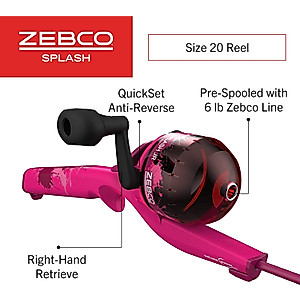 Zebco Kids Splash Floating Spincast Reel and Fishing Rod Combo & Flambeau Outdoors 6009TD Lil' Brute Tackle Gear Box with Lift-Out Tray, Blue Pink
