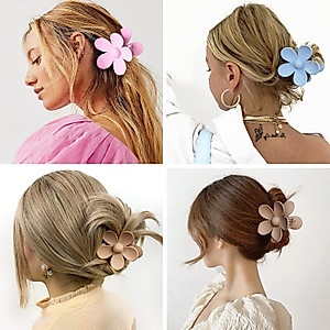 Flower Hair Clips 8PCS Hair Claw Clips For Women Thick Hair Matte Large Claw Clips Hair Jaw Clips Cute Big Dasiy Hair Clips Non Slip Strong Hold For Women Thin Hair, Hair Accessories For Women Girls