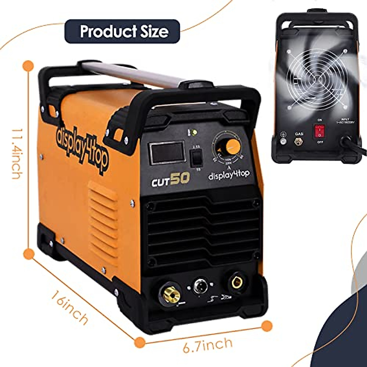 Plasma Cutter, CUT50 Non-Touch Plasma Cutting Machine with LCD Display, Dual Voltage DC IGBT Plasma Cutters, Max Cutting Thickness 12mm (Iron)