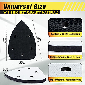TUSGOR 5 Pack Mouse Detail Sanding Interface Pad Hook and Loop - Triangle Sanding Pads with 5 Holes Foam Interface - Mouse Sander Sandpaper Backing Pad for Flexibility & Balancing Sanding Pressure