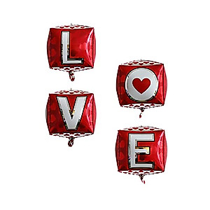 Dzrige 4 Pieces Love Foil Balloons,22 Inch 4D Love Letter Foil Mylar Balloons for Romantic Wedding Party Decor Bridal Shower Birthday Party Valentines Day Gift Marriage Decorations
