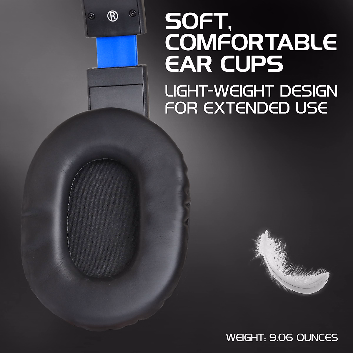 ENHANCE GX-H5 Gaming Headset with Microphone - Universal Gaming Headset for PS4, PS5, Xbox, PC, Switch with Adjustable Headband, Volume Controller, USB Sound-Isolating Earcups, Splitter Cable (Blue)