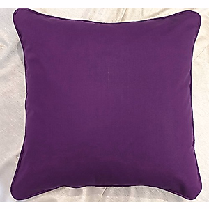Saffron Decorative Floor Cushion Cover Extra Large Pillowcase Purple 32x32 inch (80x80 cm) Cotton Piping Solid Removable Cover, Insert not Included