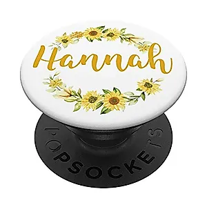 Hannah Personalized Cute Sunflower Girls PopSockets PopGrip: Swappable Grip for Phones & Tablets