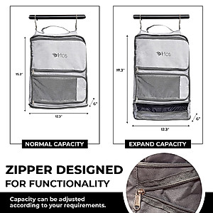 Artos Hanging Portable Luggage Suitcase Carry On Closet Shelving Organizer w/Hooks| for Travel, Camper, RV |Packing Cube(Grey)