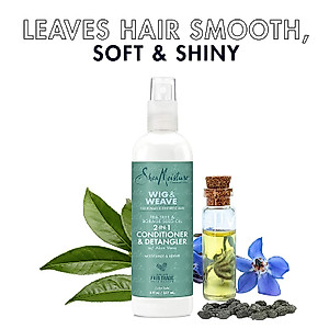 Shea Moisture Wig & Weave 3pc Bundle, Residue Remover Shampoo (13 Oz) + 2in1 Detangler Leave In Wig Conditioner (8 Oz) + Mousse (7.5Oz), Oil for Wigs, Wig Spray for Synthetic Wigs