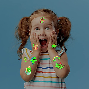 JCFIRE Temporary Tattoo for Kids | Glow in Dark Party Favors, Luminous Kids Tattoos temporary for Boys and Girls, Glow Party Accessories Tattoo Stickers | Party Supplies Birthday Gifts for Children