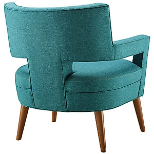 Modway Sheer Upholstered Fabric Mid-Century Modern Accent Lounge Arm Chair in Teal