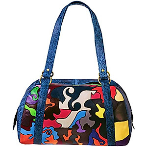 Women's Hand Painted Genuine Leather Handbag - Shoulder Bag - Hobo, by Evi's Bags. Unique, Large, Handmade Purse - Satchel - Tote. Wearable Art - Puzzle Piece Bag, Multicolor