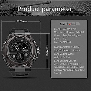 Men's Watches Outdoor Sports Waterproof Military Watch Date Multi Function Tactics Electronic Army LED Stopwatch Digital Aanalog Watches