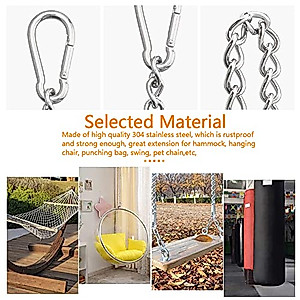 ANPTGHT 2pcs Hanging Chair Chain Hammock Chain with Carabiners Stainless Steel Swing Chain Extension Heavy Duty Porch Swing Hanging Kit for Hammock Chair, Punching Bag, Swing Chair