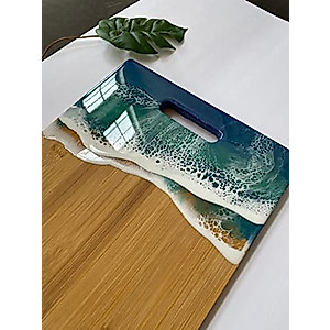 (Set of 10) 15"X11" Thick Sturdy Bulk Rectangular Plain Bamboo Cutting Boards | For Customized Engraving Gifts | Wholesale Premium Blank Board (With Handle)