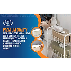 Cable Management Box Large by Desk York - Cord Organizer Box to Hide Power Strips - Surge Protector Cable Organizer Box for Home and Office - Cord Hider and Management Brown Box with Wire Organizer