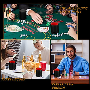 4 Pieces PU Leather Dice Cups, PU Leatherette Dice Cup Set, Red Felt Lining Quiet Shaker with 20 Dices for Craps Farkle Game Kill Time Pressure