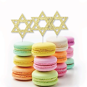 Big Dot of Happiness Gold Glitter Star of David - No-Mess Real Gold Glitter Cut-Outs - Hanukkah Confetti - Set of 24