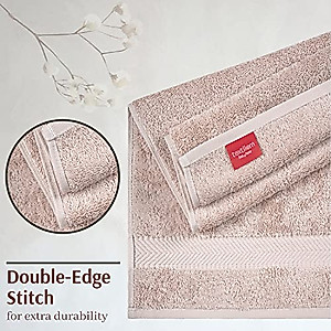 TEXTILOM 100% Turkish Cotton 6 Pcs Bath Towel Set, Luxury Bath Towels for Bathroom, Soft & Absorbent Bathroom Towels Set (2 Bath Towels, 2 Hand Towels, 2 Washcloths)- Beige