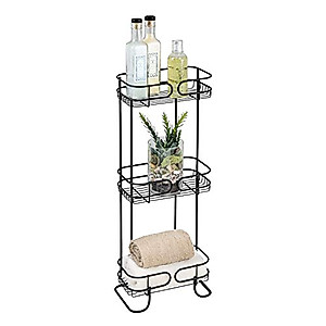 iDesign Steel Bathroom Caddy Organizer with Three Wire Basket Shelves, The Neo Collection - 6.3" x 9.8" x 26.1", Matte Black