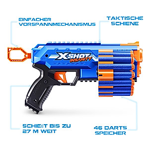 X-Shot Insanity Manic Blaster Dual Pack by ZURU with 48 Darts, Air Pocket Technology Darts and Dart Storage, Outdoor Toy for Boys and Girls, Teens and Adults