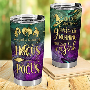 34HD Hocus Gifts for Women, Another Glorious Morning Hocus Tumbler Stainless Steel with Lid 20 oz, A Bunch of Hocus Mug, Halloween Gifts for Movie Lovers, Three Witches 3