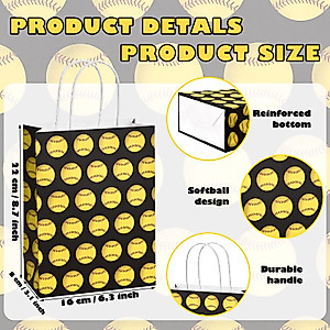 Outus 18 Pieces Softball Party Treat Bags Softball Gift Bags Softball Goodie Favor Treat Bags Softball Present Bags Kraft for Sport Birthday Party Decorations Supplies (Stylish Style)