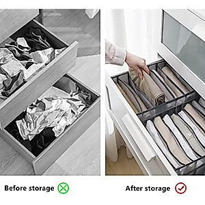 BINGC 4PCS Wardrobe Clothes Organizer,Jean Storage 7 Grid Organizer for Jeans Leggings Drawer Mesh T-shirt,Legging,Skirts,Jeans,Kid Clothe (White JEANS) -jeans