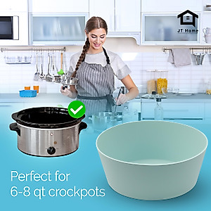 JT Home Silicone Crockpot Liner - Reusable Crockpot Liner for Large Slow Cookers, Compatible with 6 Quart Crockpot to 8 Quart Crockpot - Dishwasher-Safe & Leakproof Silicone Slow Cooker Liner - Teal