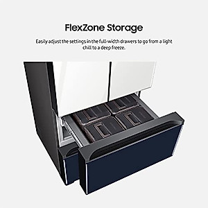 SAMSUNG 17.3 Cu Ft Smart Kimchi & Specialty 4-Door French Door Refrigerator w/ Freezer, Precise Cooling, Large Capacity, RQ48T94B277/AA, White Navy Glass