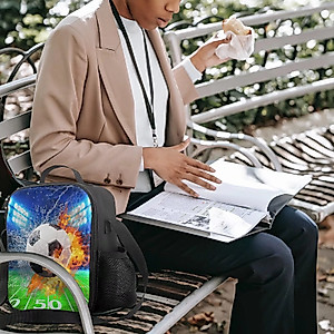 PAUSEBOLL Soccer Unisex Lunch Bag, 10.5 x 8 x 4.5 in, Oxford Cloth with EVA Lining, Adjustable Shoulder Strap, Mesh Pocket, Lightweight, Reusable, Waterproof