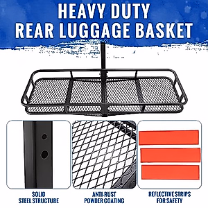 HECASA 60 X 21 X 6 Inch Folding Hitch Mount Cargo Carrier Rack Rear Luggage Basket w/ 2" Receiver for Car SUV Trailer Truck Van Steel