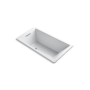 KOHLER K-1136-0 Underscore Rectangle 66-Inch x 36-Inch drop-in bath with end drain, White