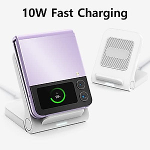 2C2Y for Galaxy Z Flip 4 Wireless Charger Compatible with Samsung Galaxy Z Flip 4, Z Flip 3, Z Flip 2 Qi-Certified 10W Fast Wireless Charging Stand (White)